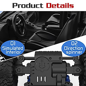 NQD 4WD Remote Control Truck - 1:16 Big Monster Stunt Car All Terrain Off-Road Hobby RC Truck 2.4Ghz with LED Headlight Rock Crawler Rechargeable Electric Toy for Boys & Girls Gifts（Blue）