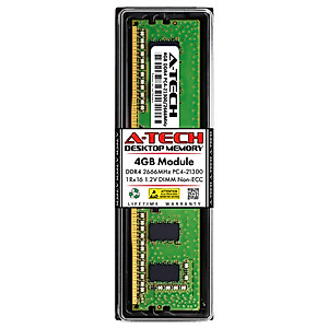 A-Tech 4GB RAM Replacement for Kingston ACR26D4U9S1KA-4 | DDR4 2666MHz PC4-21300 UDIMM Non-ECC 1Rx16 1.2V 288-Pin Memory Module