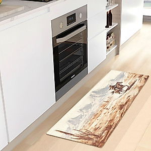 YETTASBIN Western Desert Cowboy Area Rug, Anti Fatigue Large Floor Mat, Soft Absorbent Washable Plush Carpet with Non-Slip Rubber Back for Entryway, Bedroom, Sink, Kitchen, Bathroom, 39 x 20 Inch