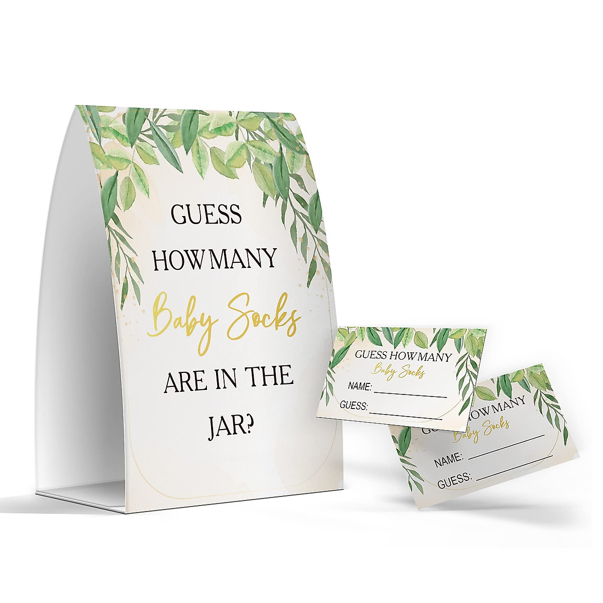 Guess How Many Baby Socks Are In The Jar, Baby Shower Games, Baby Shower Decorations - One Sign and 50 Cards(MANY014)