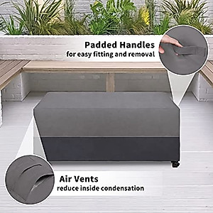 Easy-Going Patio Coffee Table Cover Small Outdoor Rectangular Table Cover, UV Resistant Waterproof Patio Furniture Cover (48" Lx28 Wx16 H, Gray/Dark Gray)