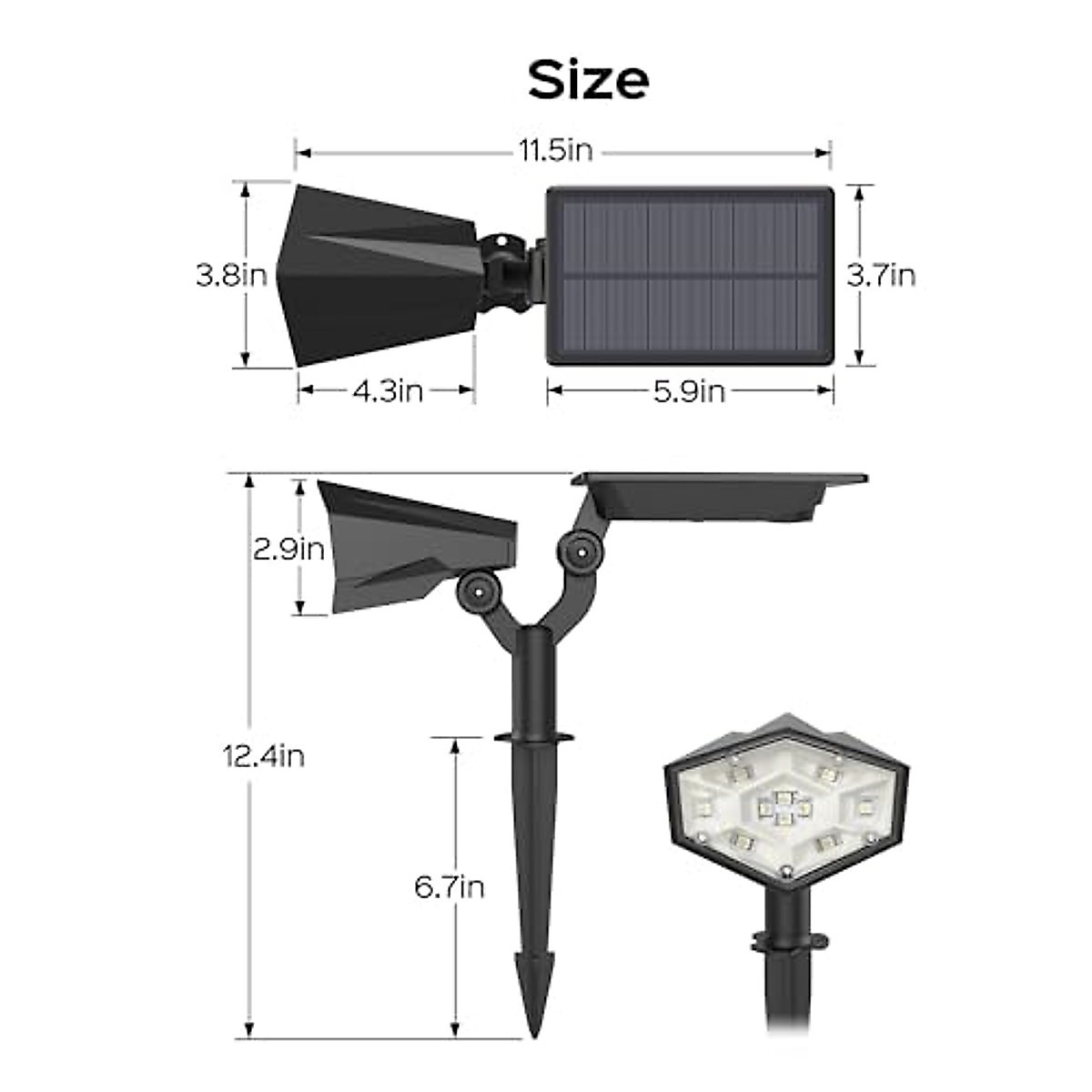 JACKYLED Solar Spot Lights Outdoor, Color Changing Spotlight RGB Landscape Spotlights Waterproof, Solar Lights for Yard/Garden/Walkway/Christmas, 6 Modes Auto On/Off 2 Pack