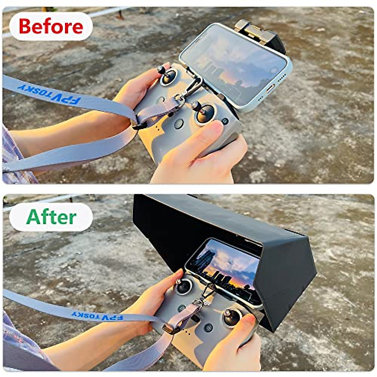 Judunmsk Sun Hood Sunshade for DJI Mini 3 Pro/Mini 2/Air 2/Air 2S,Compatible with 4.7-7.1 inch Phone,Compatible with Mavic Mini3 Pro/Mini 2/Air 2/Air 2S Drone Remote Control Accessories