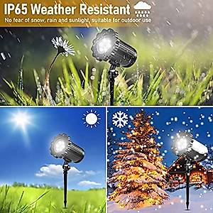Christmas Projector Lights Outdoor, Greenclick Upgraded Rotating Snowflake Projector with Remote Timer IP65 Waterproof LED Christmas Snowfall Projection Lamp for Xmas Holiday House Decoration, 16.4ft