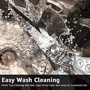 ONEBOM Kitchen Shears 2 Pack,Multi-Function Kitchen Scissors Heavy Duty Sharp 304 Stainless Steel, Sliver Apartment Kitchen Accessories Cooking Shears for Chicken,Meat,Fish,Poultry(Sliver)