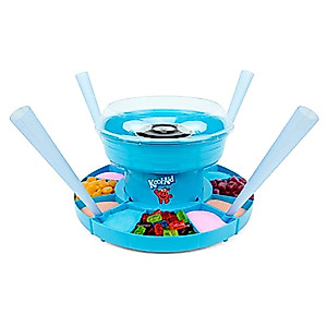 Nostalgia Kool-Aid Countertop Cotton Candy Maker with Lazy Susan Includes 2 Reusable Cones, Sugar Scoop, Extractor Head Works With Any Hard Candies or Flossing Sugar (Blue)