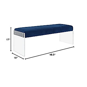Modway Roam Modern Upholstered Bench With Acrylic Base In Navy Velvet