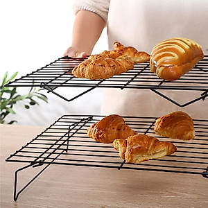 Three-layer Baking Cooling Rack Bread Cooling Rack Cake Rack Baking Tools Black Non-stick Cooling Rack Stackable