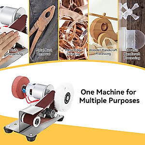 CAMXTOOL Mini Belt Sander - Power Belt Sanders, Small Bench Belt Sander Machine,7 Gear Adjustable Speed Electric Belt Sander for Metal Working, Knife Making Kits, Knife Grinder, DIY Woodworking,