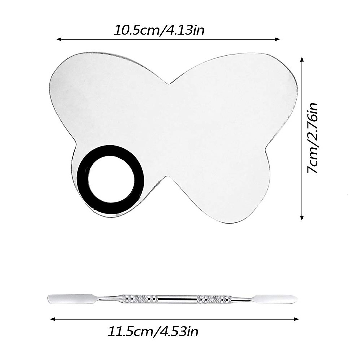 AYWFEY 2 Sets 2 in 1 Set Makeup Mixing Palette, Stainless Steel Cosmetic Foundation Makeup Palette with Spatula, Makeup Artist Makeup Enthusiast Tools for Blending Cosmetic Eye Shadow Lipstick, Silver