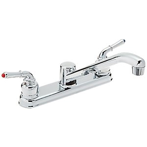EZ-FLO Kitchen Faucet, Two-Handle Finish Non-Metallic, Washerless Deck Mount, Polished Chrome, EZ-10130