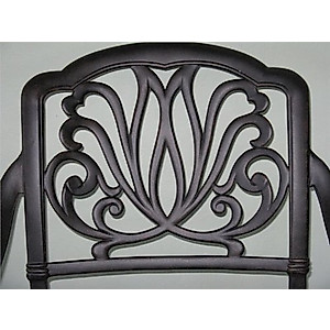theWorldofpatio Elizabeth Cast Aluminum Powder Coated 4 Swivel Bar Stools 30" with Walnut Seat Cushions- Antique Bronze