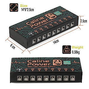 Caline CP-205 DC 9V Guitar Pedal Power Supply, True Isolated Pedalboard Power Supply with 8 Totally Isolated Outputs(300mA/500mA), Noiselessly