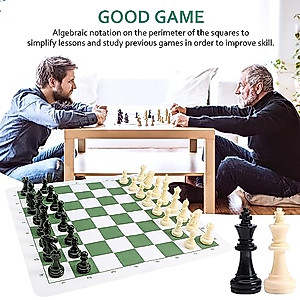 Portable Chess & Checkers Set, 42cm Tournament Chess Mat with Chess & Storage Bag, PU Leather Tournament Roll Up Chess Board Travel Chess Sets(Size:42cm)