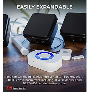 Dakota Alert Wireless Receiver- RE-4k Plus- Up to 1 Mile Operating Range - Compatible with All Dakota Alert 4000 Series Sensors: SBB-4000, DCHT-4000, DCMT-4000, DCPT-4000, and UT-4000 Transmitters