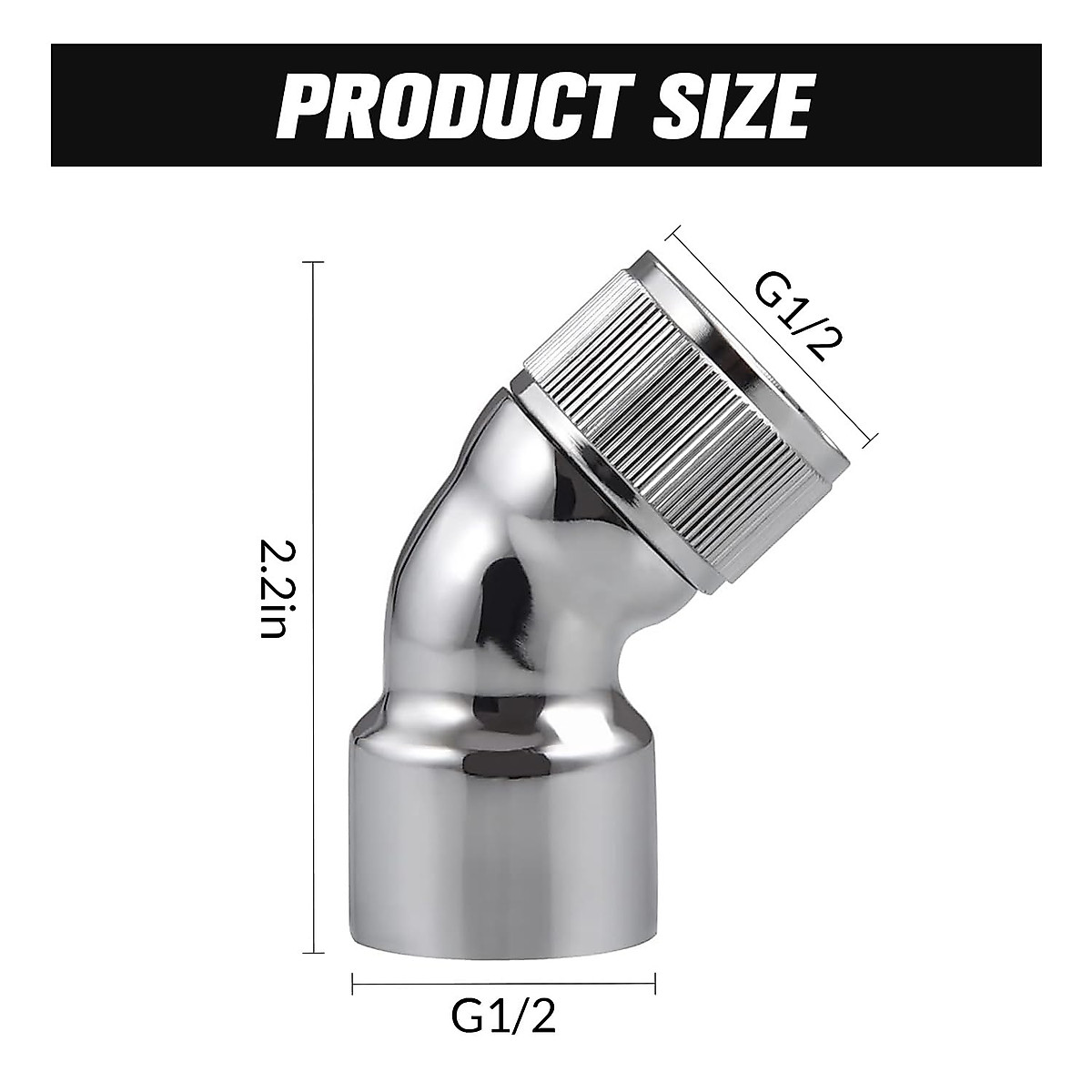 Worldwhere 45 Degree Shower arm Elbow Adapter,Shower Elbow Adapter for Shower Head,Female to Female Chrome