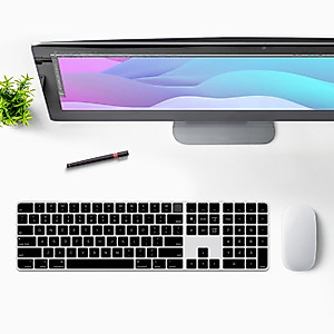Boaulee Silicone Keyboard Cover Skin for Magic Keyboard with Touch ID and Numeric Keypad Model A2520 2022 Sudio and for iMac 2021 24 inch M1 chip US Layout Anti-Dust Keyboard Protector (Black)