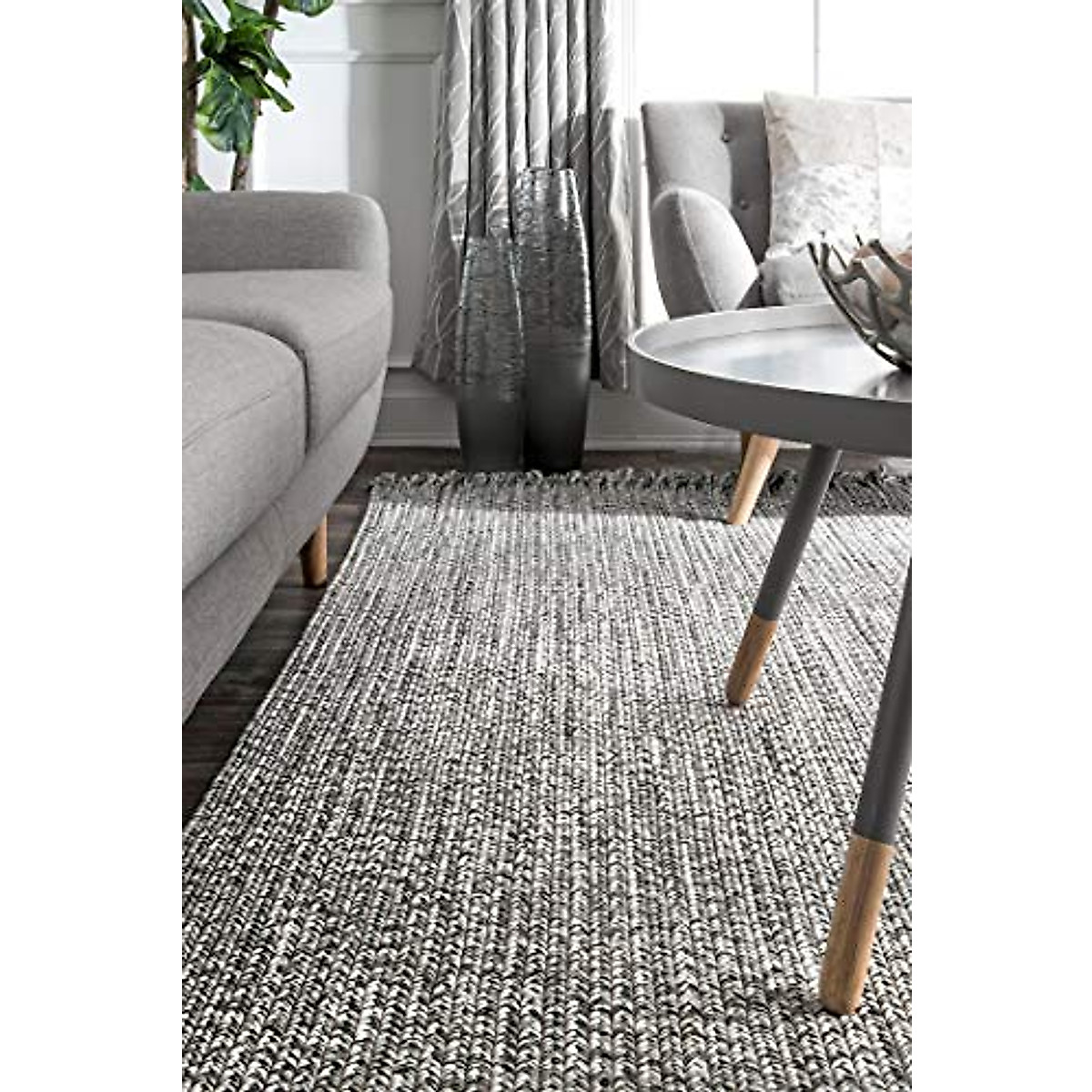nuLOOM Courtney Braided Indoor/Outdoor Area Rug, 10' x 13', Salt And Pepper