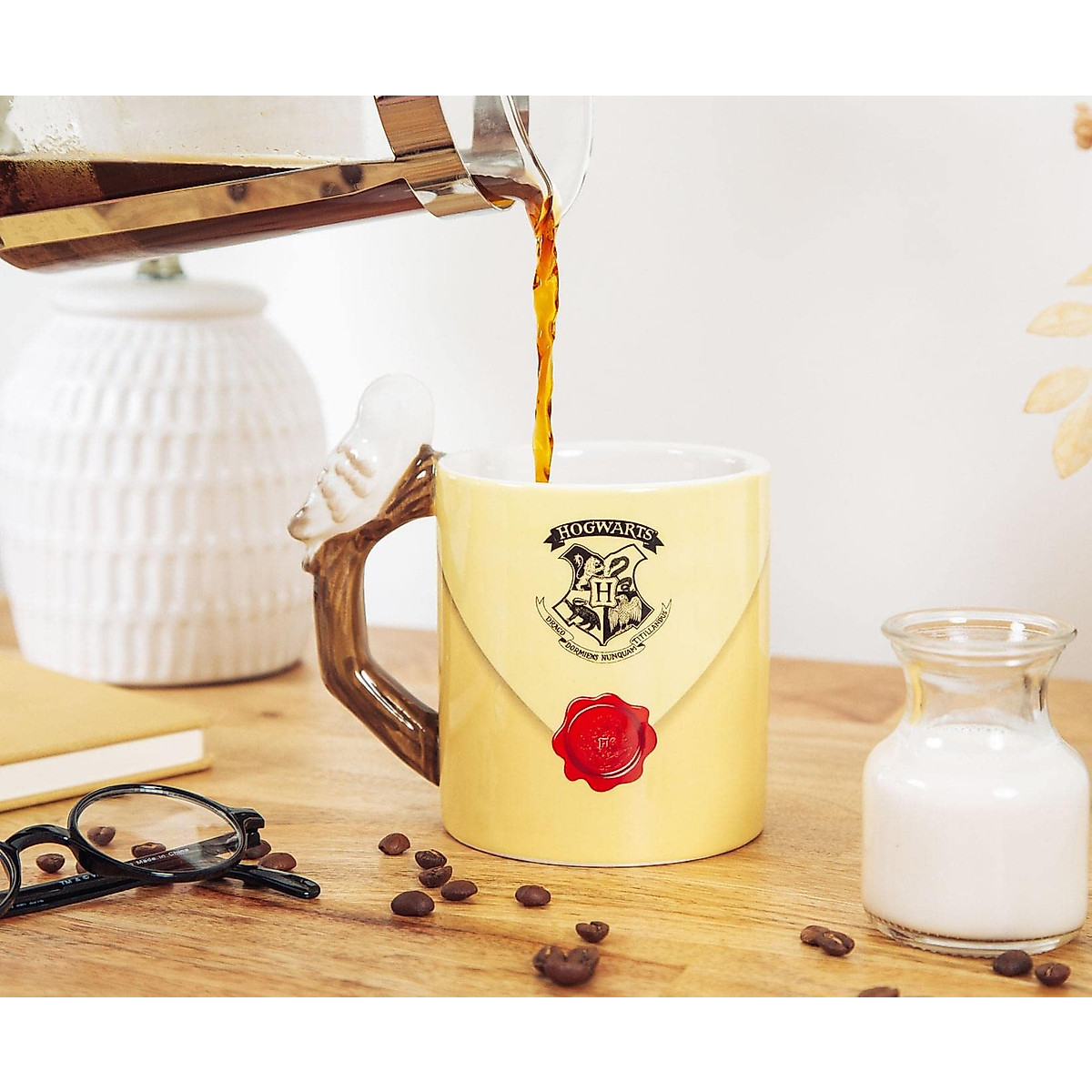 Silver Buffalo Harry Potter Envelope Ceramic Mug With Sculpted Hedwig Handle | Holds 20 Ounces