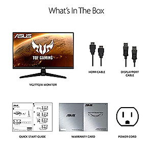 ASUS TUF Gaming 27" 1080P Gaming Monitor - Full HD, 165Hz (Supports 144Hz), 1ms, Extreme Low Motion Blur, FreeSync Premium, Shadow Boost, Eye Care, HDMI, DisplayPort, Tilt Adjustable - VG277Q1A,Black