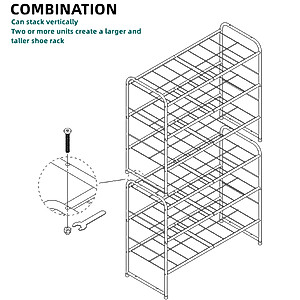 REGILLER 3-Tier Stackable Shoe Rack, Expandable & Adjustable Shoe Organizer Storage Shelf, High Capacity, Wire Grid, Black
