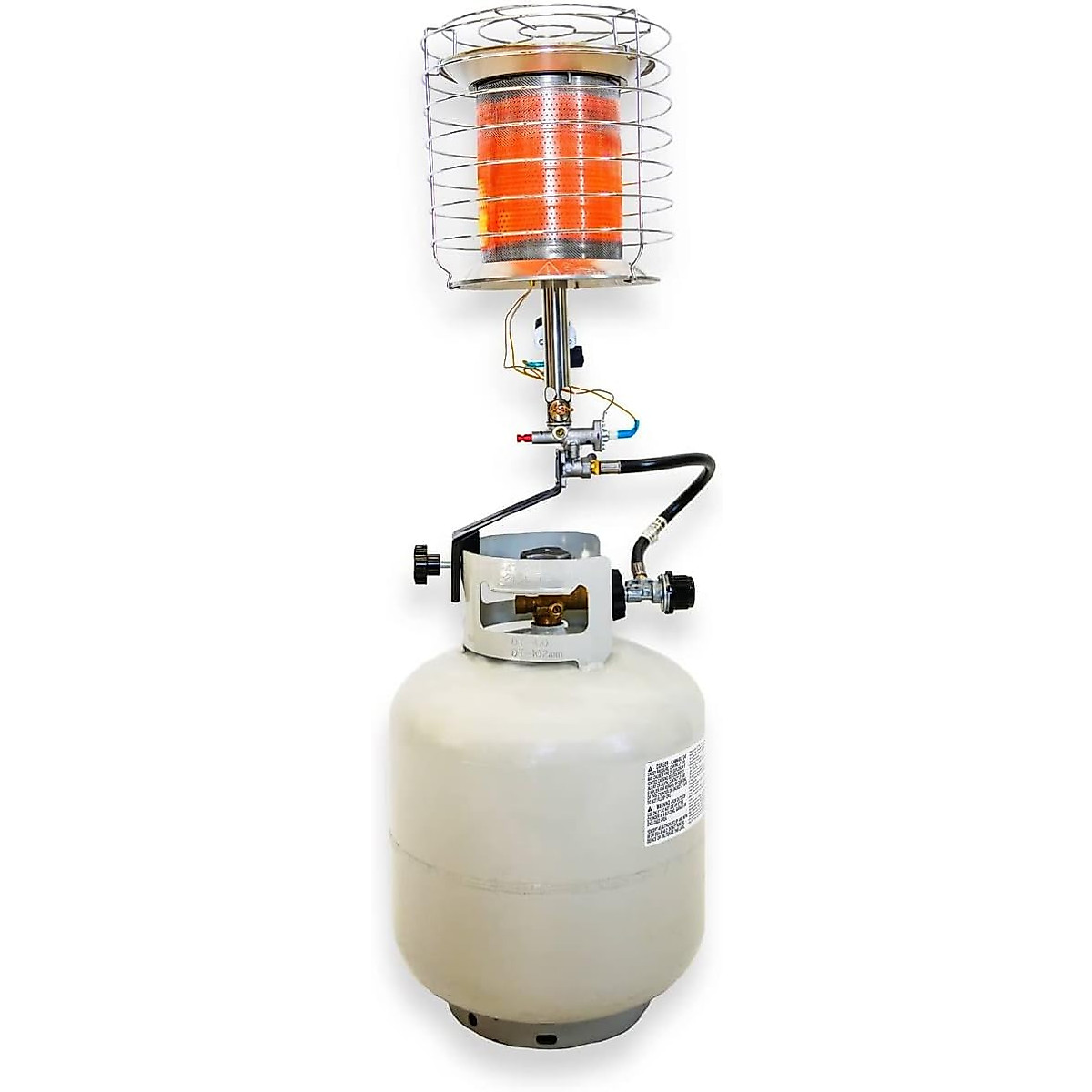 Avenger FBDTP360 Tank Top Outdoor Heater for Use with Propane Gas Tanks for Camping, Patios, and More, 360-Degree Burner, 42,000 BTU, Silver