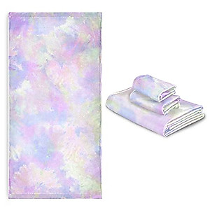 ALAZA Swirl Rainbow Tie-Dye Pastel Blot Print Towel Bathroom Sets 3 Piece Bath Towel Sets1 Bath Towel 1 Hand Towel 1 Washcloth Soft Luxury Absorbent Decorative Towels for Beach Gym Spa