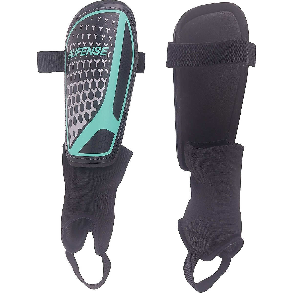 Aufense Soccer Shin Guards for Toddlers Kids - Durable Shin Pads with Ankle Protection for Ages 2-14 Boys and Girls (Black, S)