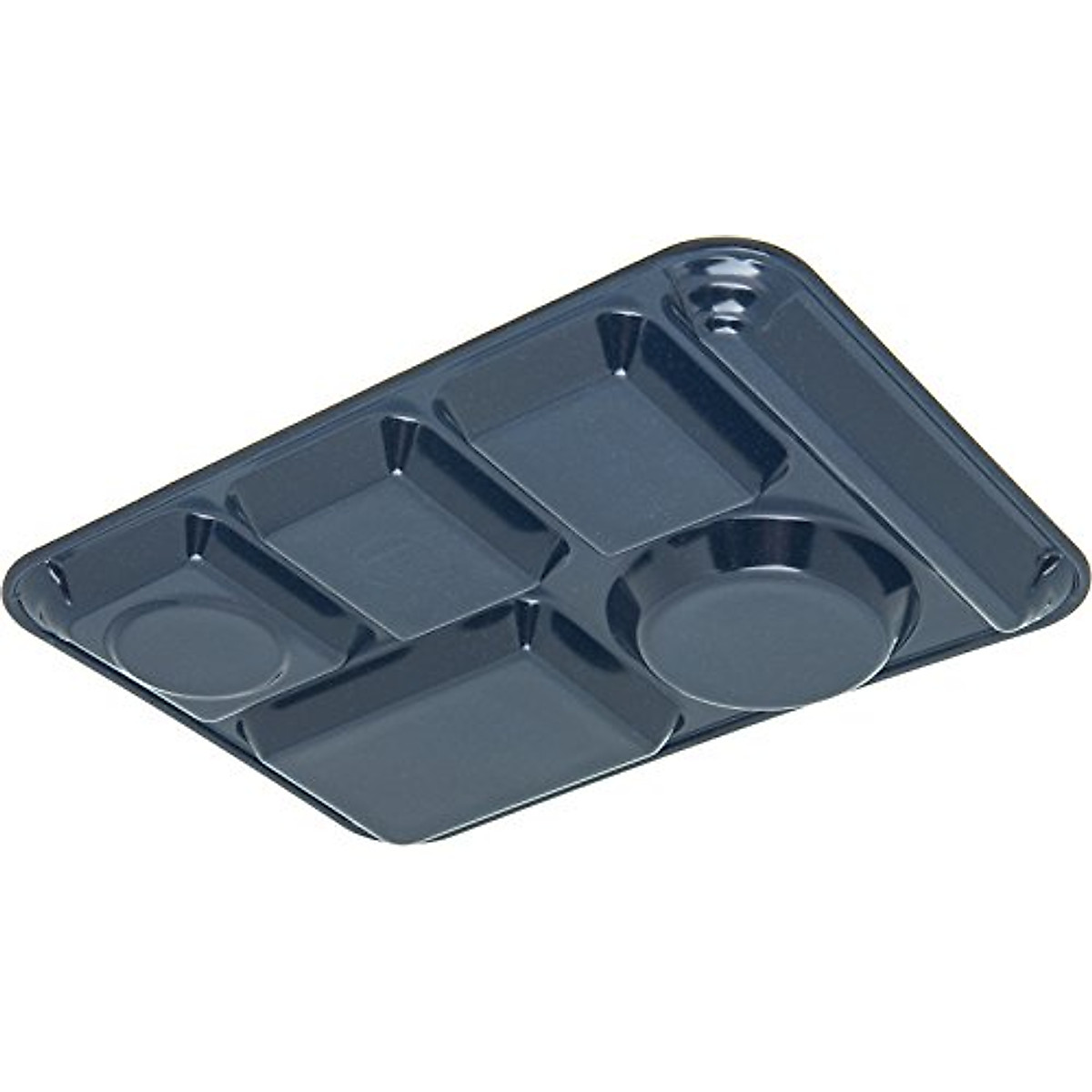 Carlisle FoodService Products Left-Hand Heavyweight 6-Compartment Melamine Tray 10" x 14" - Café Blue