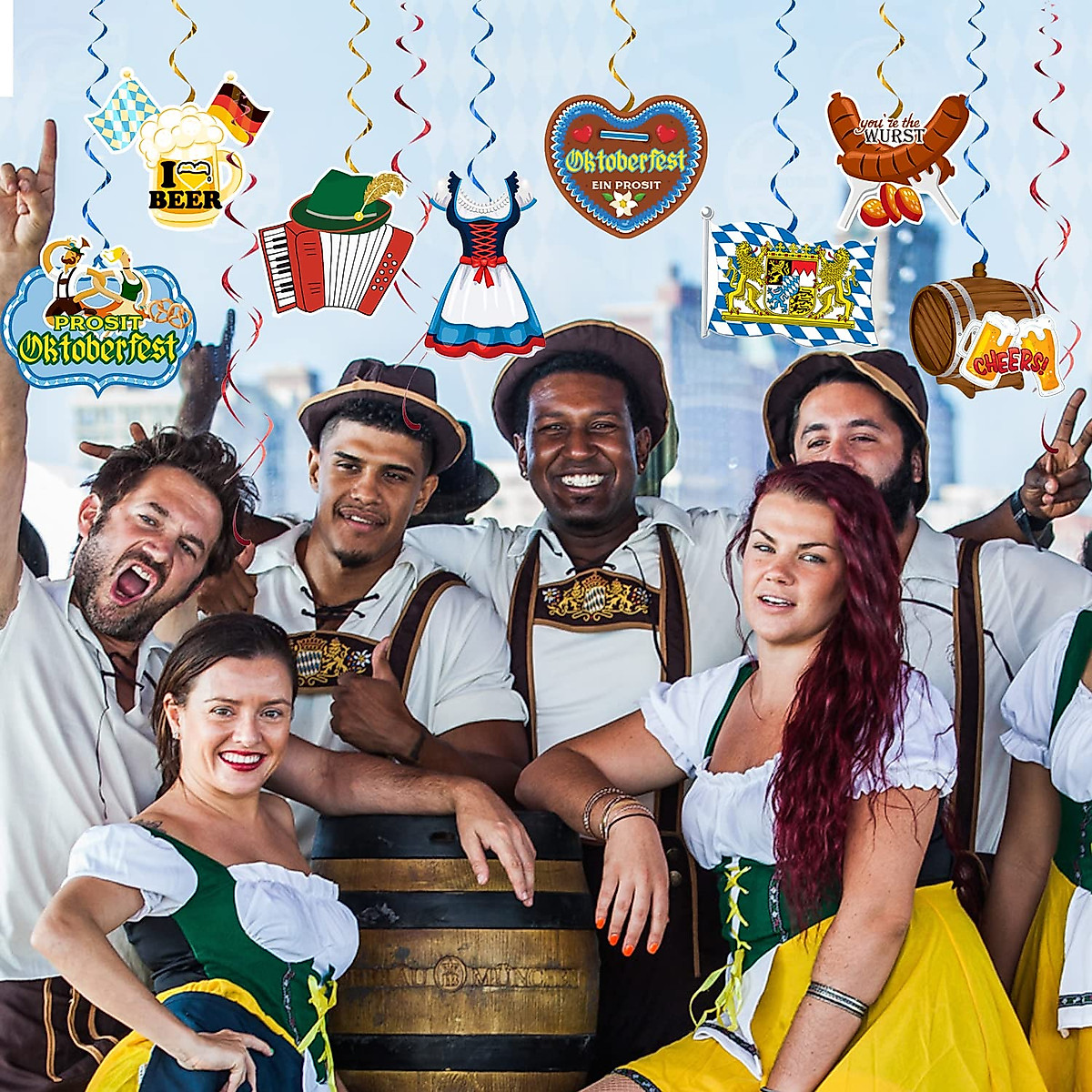 36pcs Oktoberfest Hanging Swirls Decorations, Pre-assembled Oktoberfest Party Decorations, Oktoberfest Party Supplies German Party Decorations for Bavarian Beer Oktoberfest Decorations Party cocomigo