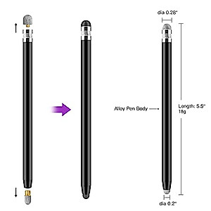 Stylus Pens for Touch Screens,Granabol Sensitivity Capacitive Stylus 4 in 1 Touch Screen Pen with 8 Extra Replaceable Tips for iPhone iPad Tablets All Universal Touch Devices(2Pcs) (Black+Purple)