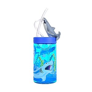 SIP WITH ME Sealife Shark Cup, Kids Water Bottle, Toddler Cups, Tumbler with Lid and Straw, Travel Sippy Cup for Water or Milk, Kids Cups with Lids for Toddlers 3 and Up, BPA Free Plastic, 12 oz