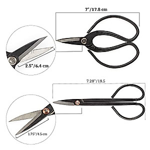 BambooMN Bonsai Basics Set - 7.2" Trimming Shears & 7" Heavy Duty Butterfly Shear - 1 Set