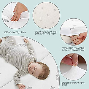 Trifold Pack and Play Mattress Topper 38" x 26", Waterproof Breathable Soft Portable Foldable Playard Mattress Pad, Baby Portable Foam Playpen Mattresses with Removable Zippered Cover White