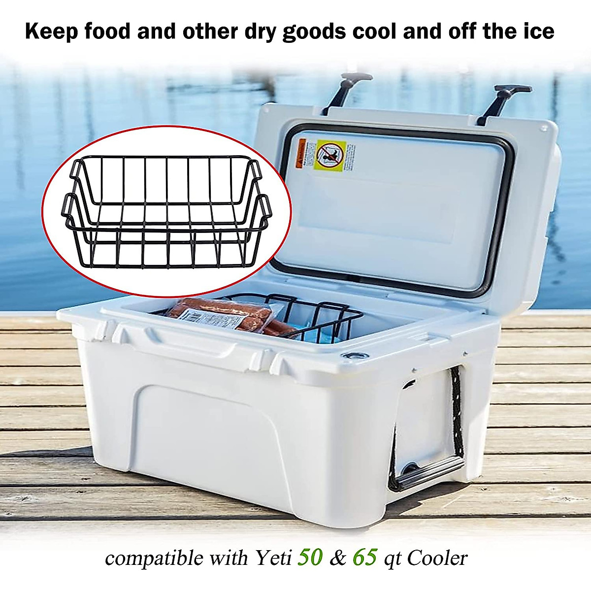 50qt Cooler Basket Compatible with YETII Tundra, Inside Dry-Goods Basket for Igloo 50Qt, Bison Cooler 50QT, Ozark Trail