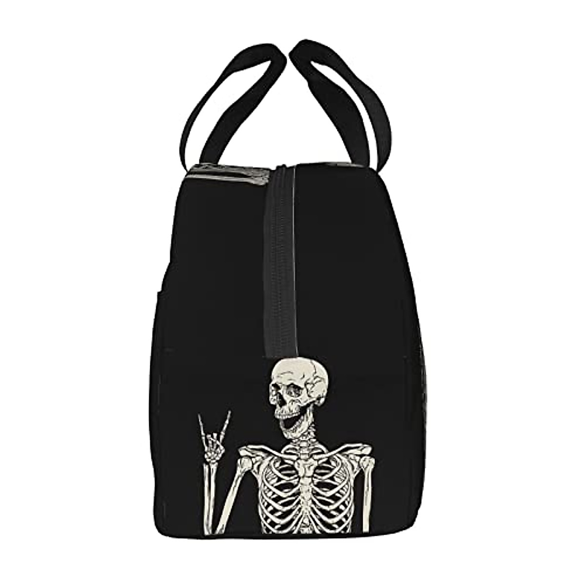 PATNPRT Skeleton Skull Lunch Bag Women Insulated Lunch Box Tote Bag for Work, Picnic, Beach or Travel