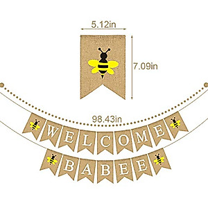 Rainlemon Jute Burlap Welcome Babee Banner Bumble Bee Themed Baby Shower Decoration Supply