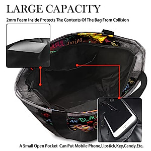 African American Tote Bags For Women - Black Art Satchel Bag - Thinking Afro Queen Shoulder Handbags For Women Girl