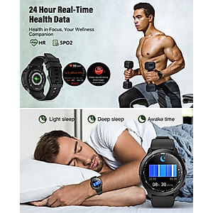 GPS Smart Watch for Men Women, Rugged Outdoor Watch with GPS and Compass, Fitness Tracker with Heart Rate Blood Oxygen Sleep Monitor, IP68 Waterproof, 1.32" Touch Screen, Compatible Android iOS iPhone