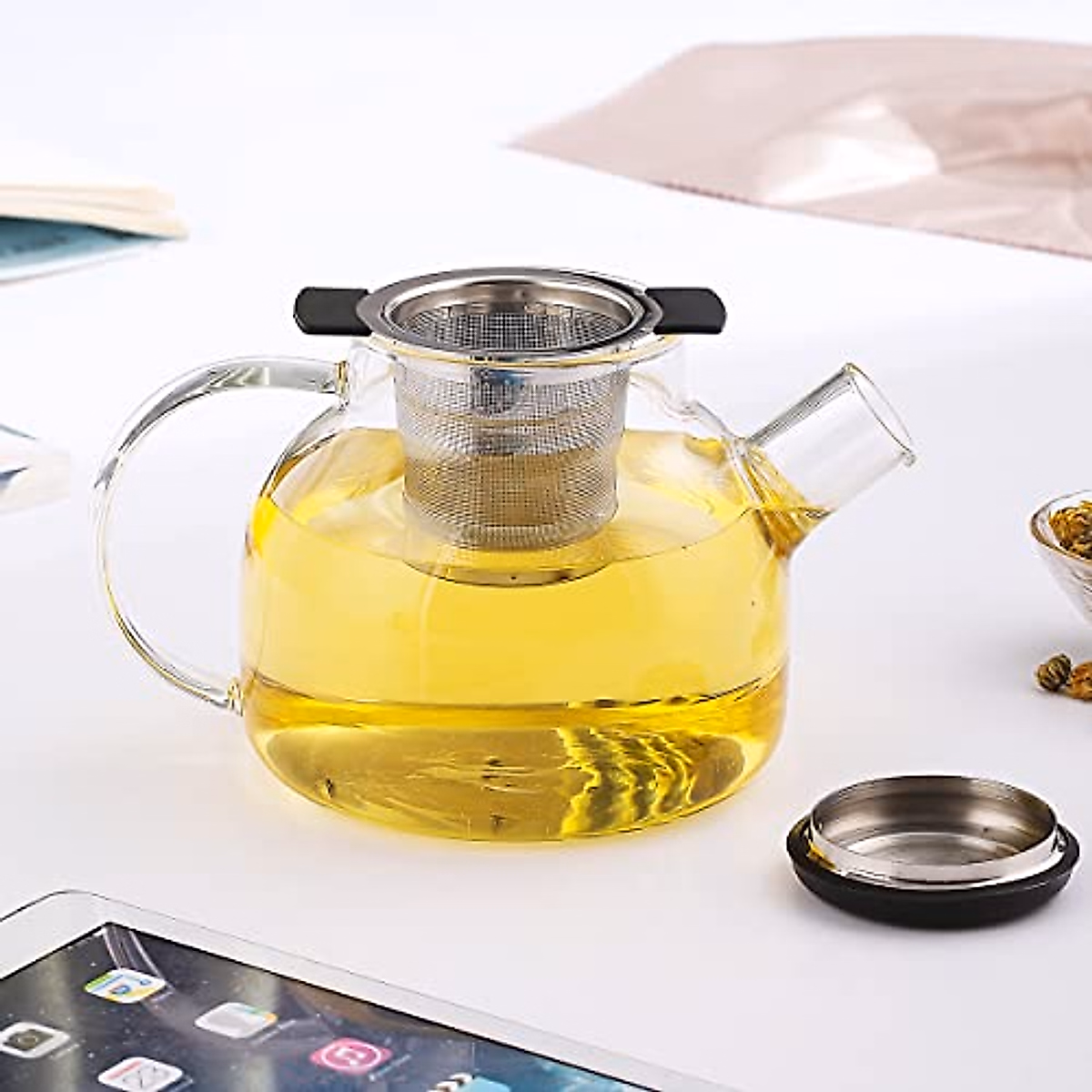 Kyraton Tea Infuser for Loose Tea, Stainless Steel Loose Leaf Tea Steeper Strainer, Coffee Infuser Fine Mesh Filters with Large Capacity Double Handles for Hanging on Teapots, Mugs, Cups