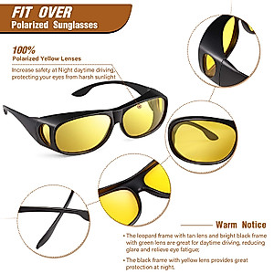 Frienda 3Pcs Fit Over Sunglasses Men Women Polarized Lens Wrap Over Glasses Driving Sport Oversize Eyeglasses (Classic Color)