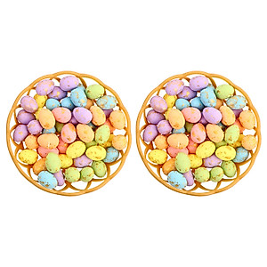 NUOBESTY 100pcs Easter Eggs Ornament Mini Foam Egg with Basket for Crafts and Spring Easter Party Decorations