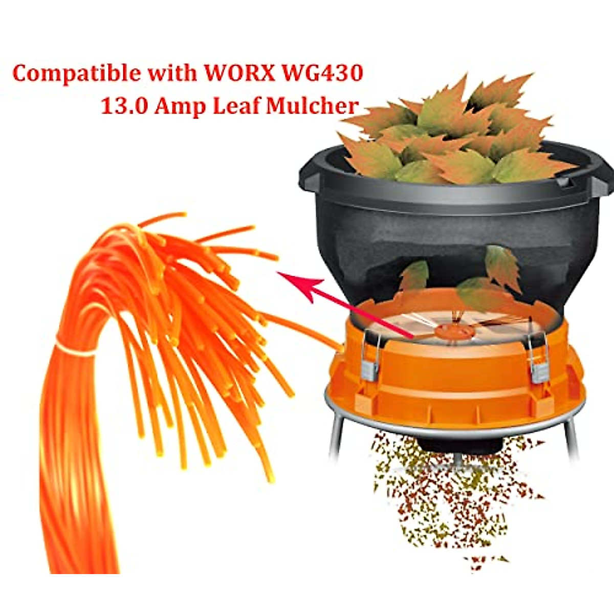 QUASION WA0050 Flex-A-Line 60-Pack 13.8" Replacement Line Compatible with Worx WG430 Electric Leaf Mulcher