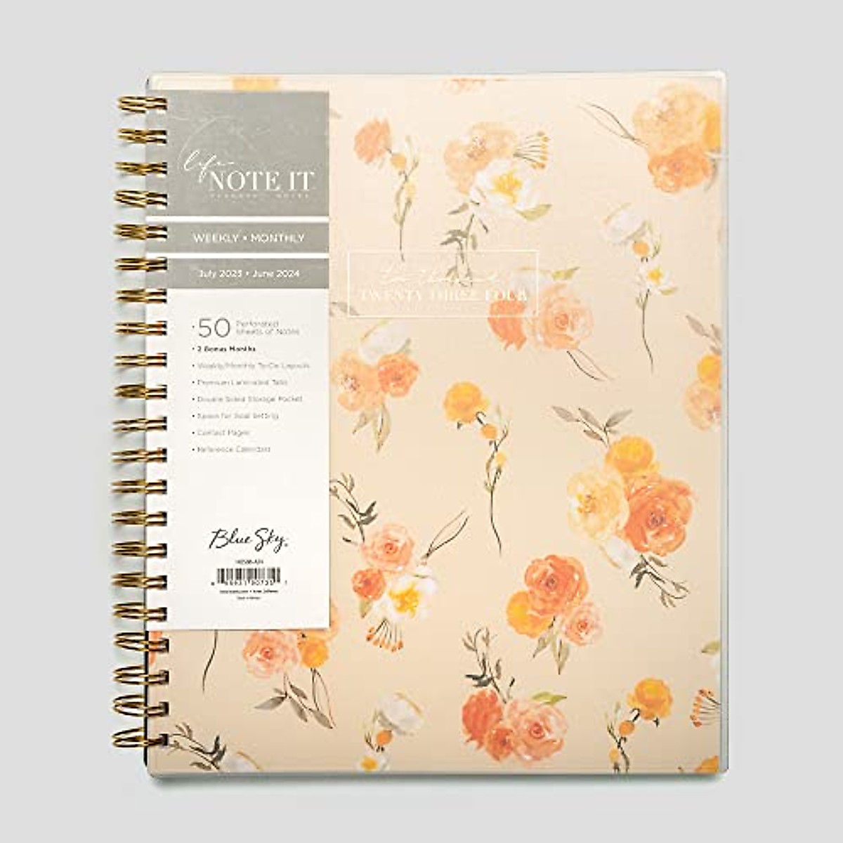 Blue Sky Life Note It 2023-2024 Academic Year Weekly and Monthly Planner Notes, 8.5" x 11", Frosted Cover, Wirebound, Hannah Frosted (142588-A24)