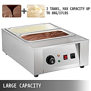 VEVOR 17.6 Lbs Chocolate Tempering Machine, Chocolate Melting Machine with Temperature Control (0~80℃/32~176℉)，1000W Electric Commercial Food Warmer For Chocolate/Milk/Cream/Soup Melting and Heating