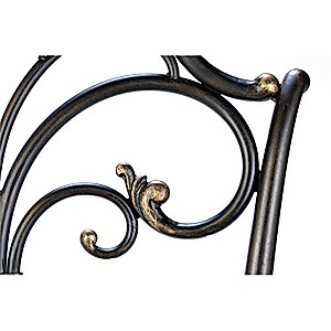 BOWERY HILL Traditional Metal Black Gold Finish Steel Vanity Stool