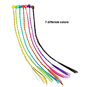 Bememo 21 Pieces Colored Braids Hair Extensions with Clip Snaps Rainbow Braided Kids Hair Extensions Accessories for Children Performance Kids Girls Halloween Cosplay Party Dress up