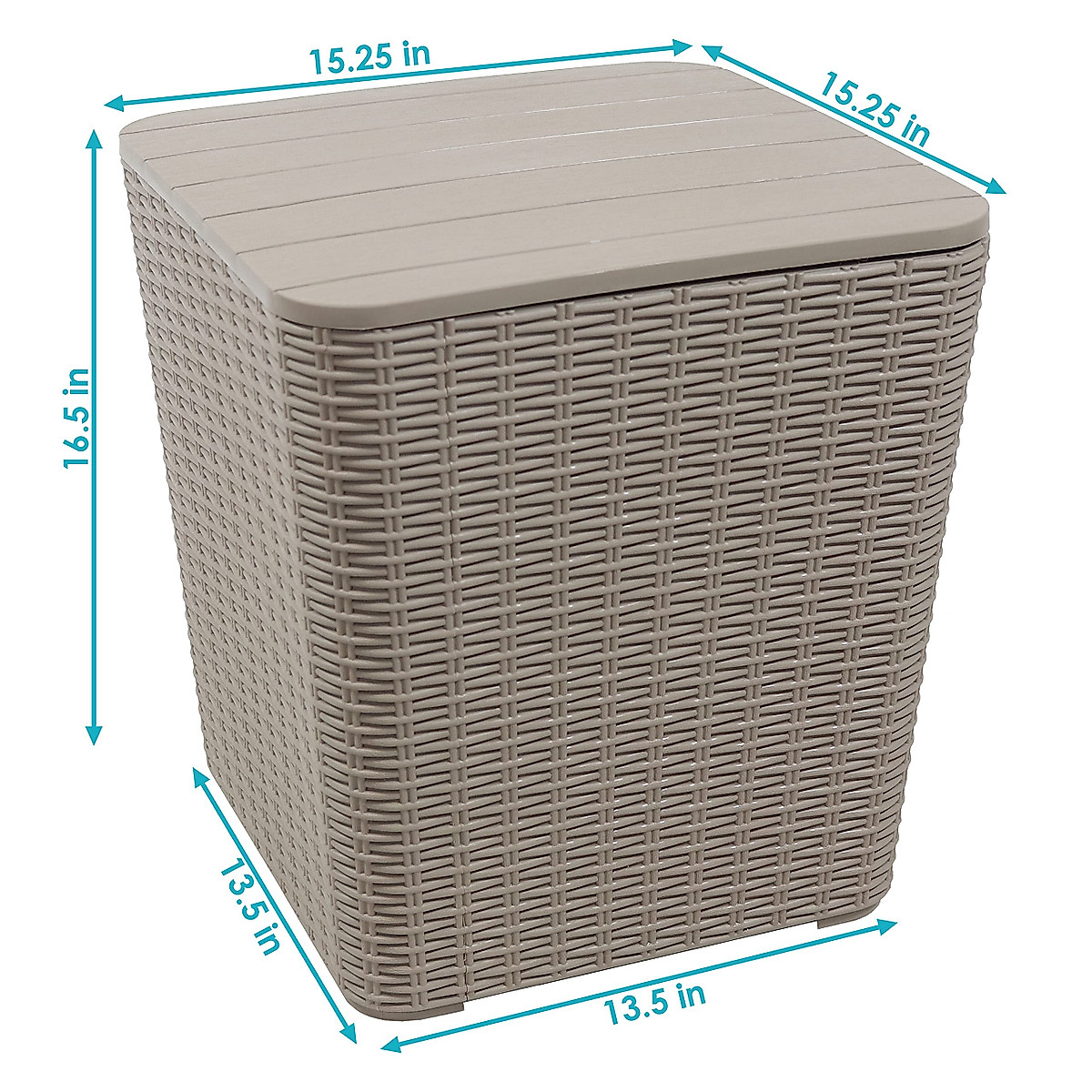 Sunnydaze 11.5-Gallon Deck Storage Box with Flat Top and Faux Rattan Design