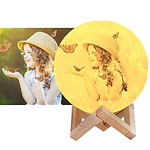 Shiny Alice 16 Colors Personalized Photo Night Light Customized 3D Printing USB Charging Moon Lamp Moon Light Night Light for Kids Gift for Women Christmas Gift…