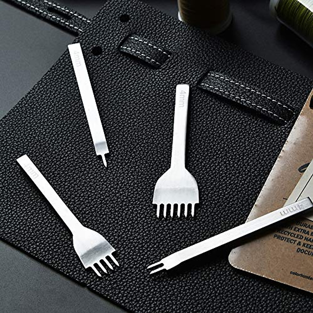 Leather Craft Tool Hole Punches 1+2+4+6 Prong Lacing Stitching Punch, Craft Kits (4mm)